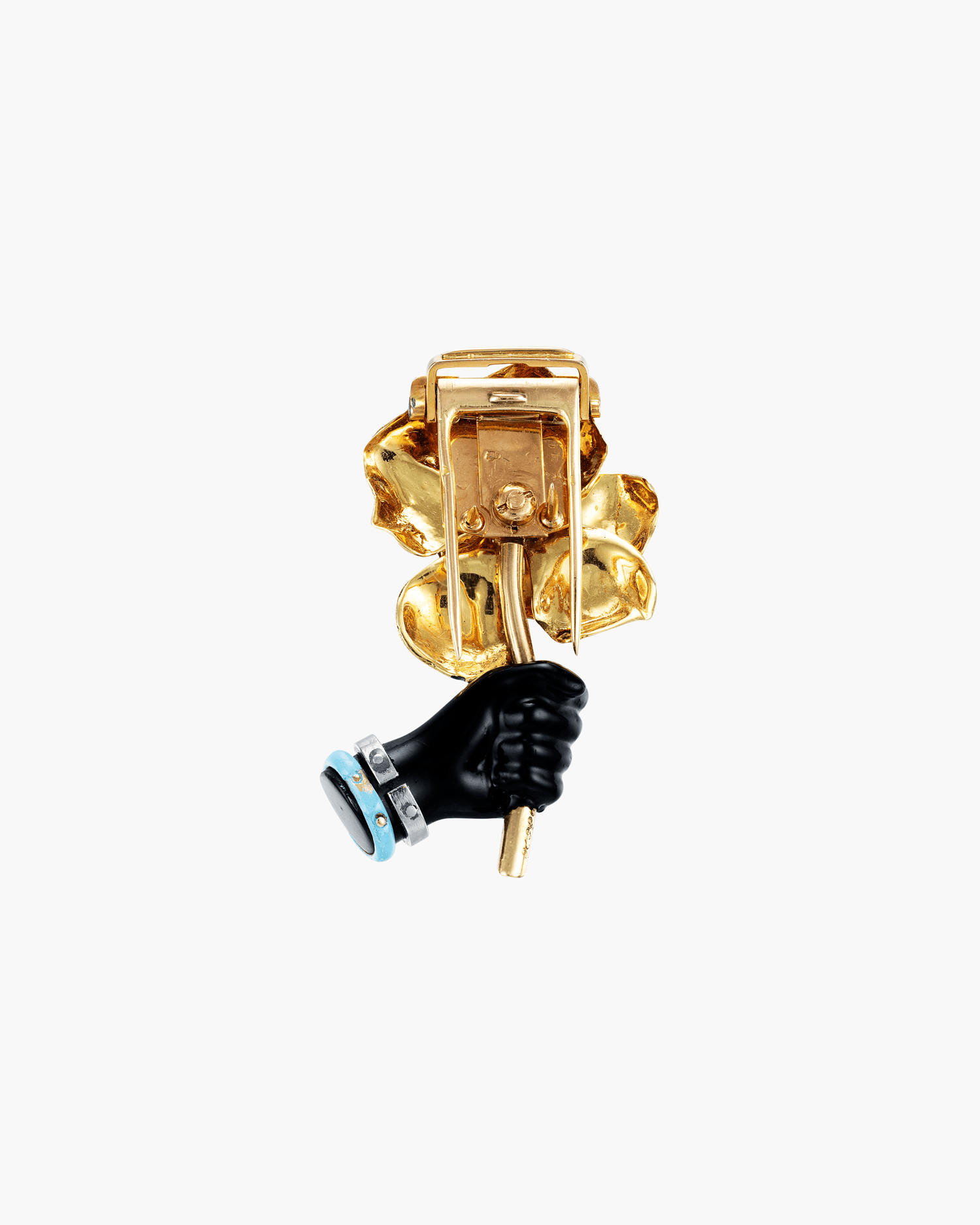 Art Deco Diamond and Enamel Rose in Hand Clip Brooch by Cartier ...