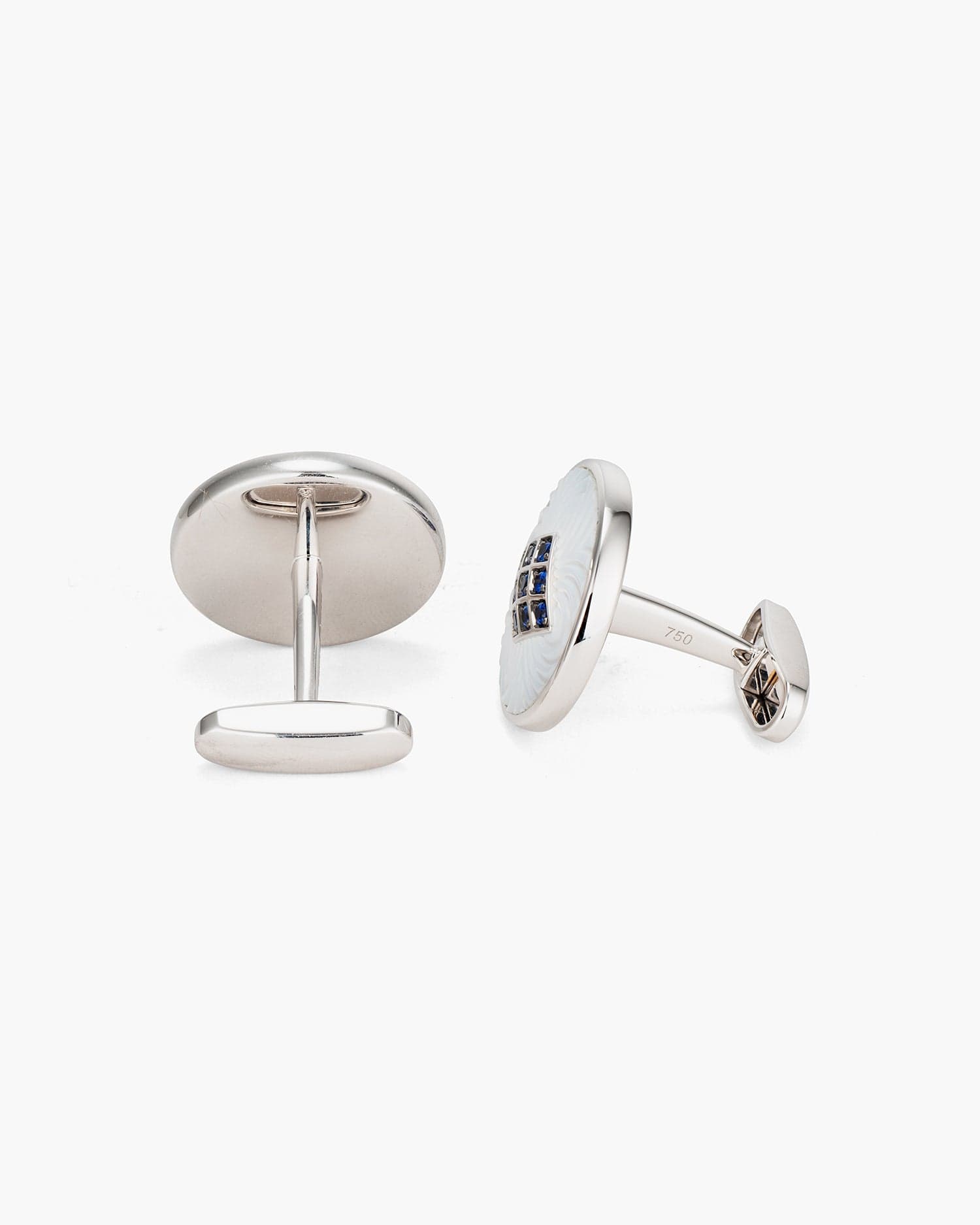 Circular Bejewelled Sapphire and Mother of Pearl Kite Cufflinks ...