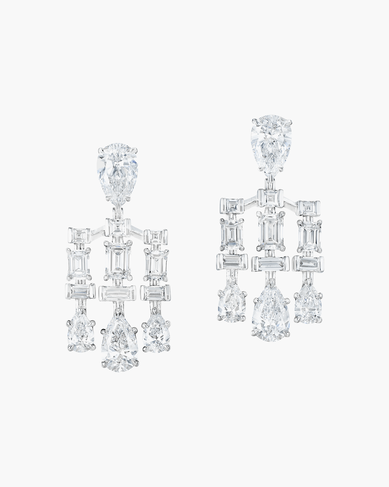 Pear Shape and Step Cut Diamond Geometric Earrings – Ronald Abram