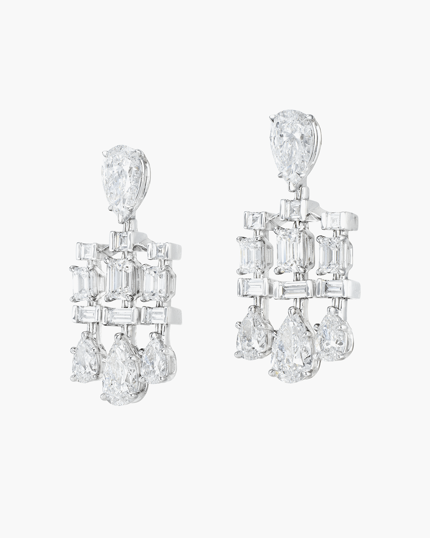 Pear Shape and Step Cut Diamond Geometric Earrings – Ronald Abram