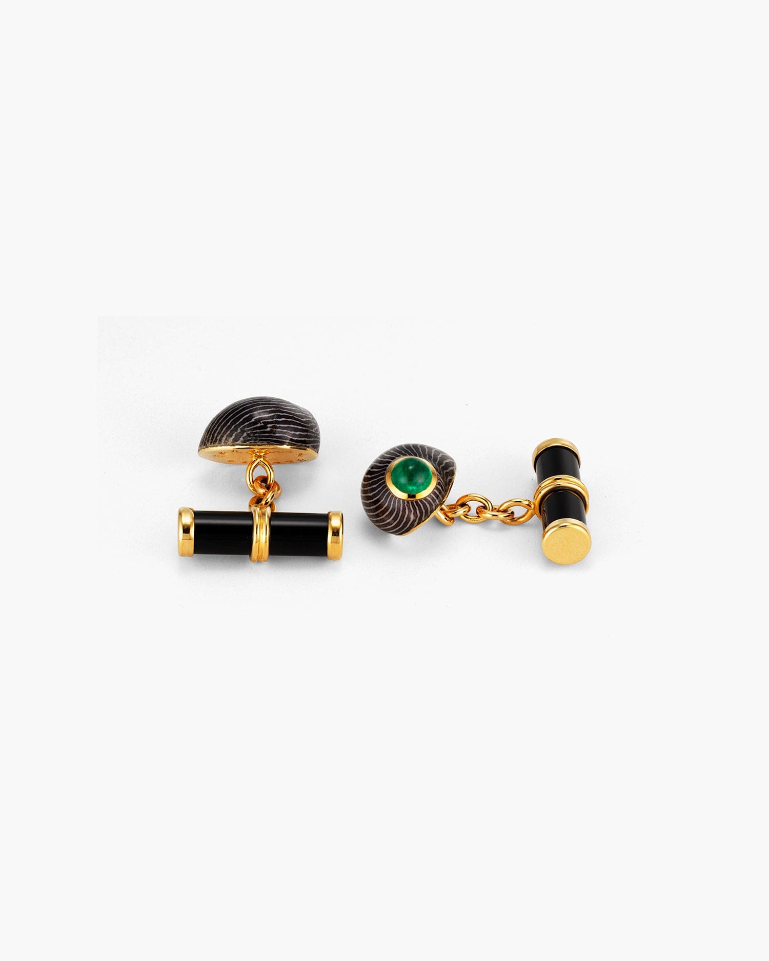 Neritina Natalensis Shell, Emerald and Onyx Cufflinks – Ronald Abram