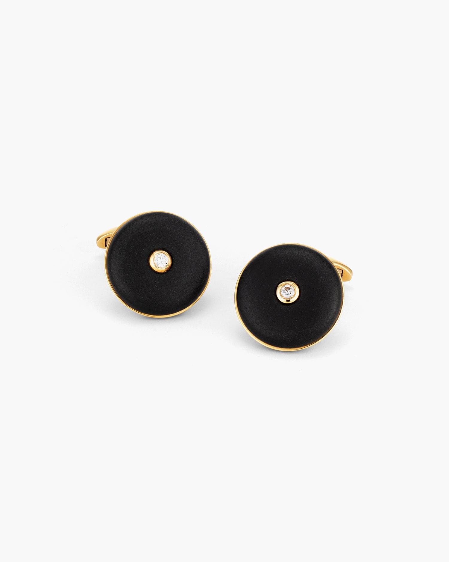 Diamond and Onyx Circular Framed Cufflinks – Ronald Abram