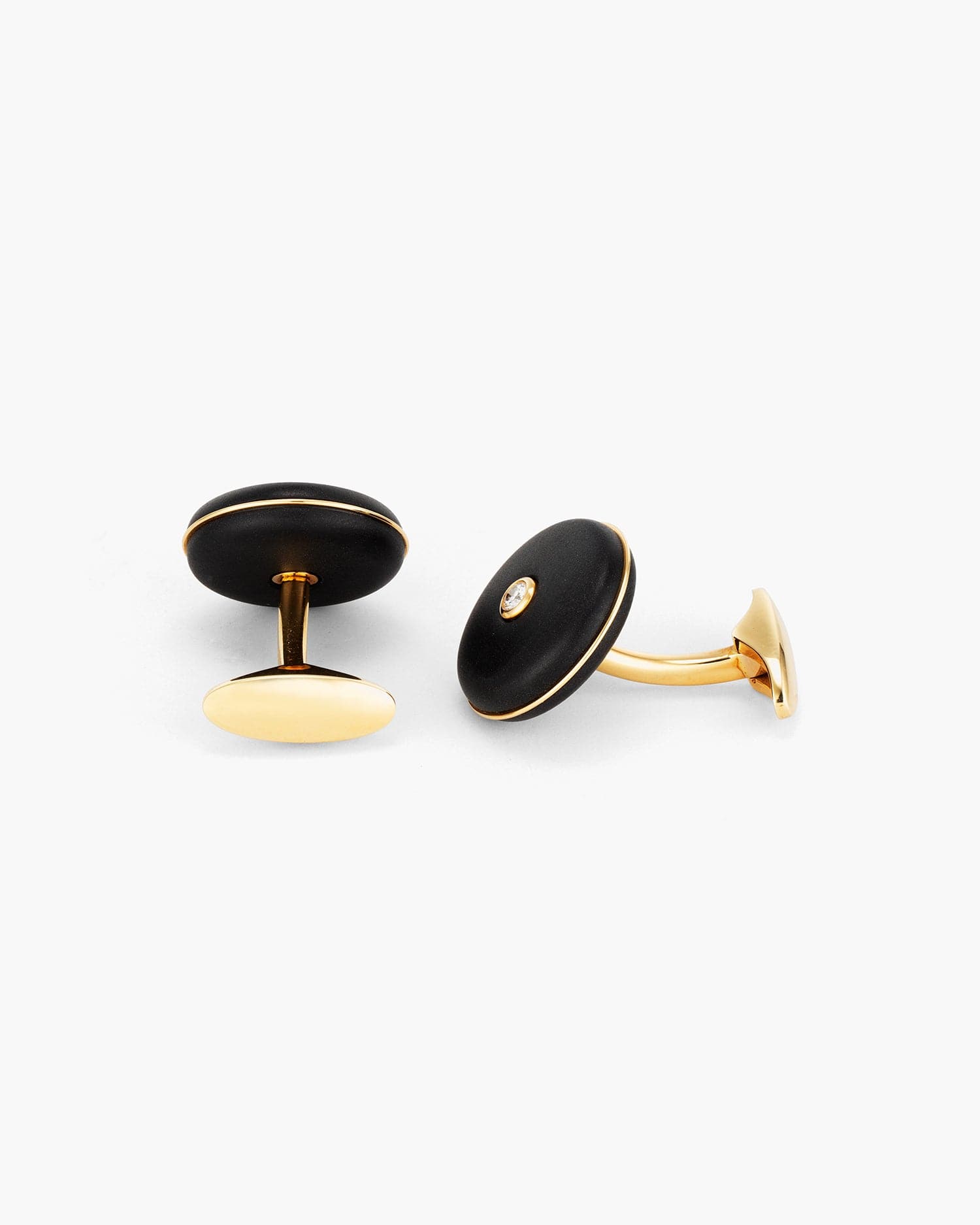 Diamond and Onyx Circular Framed Cufflinks – Ronald Abram