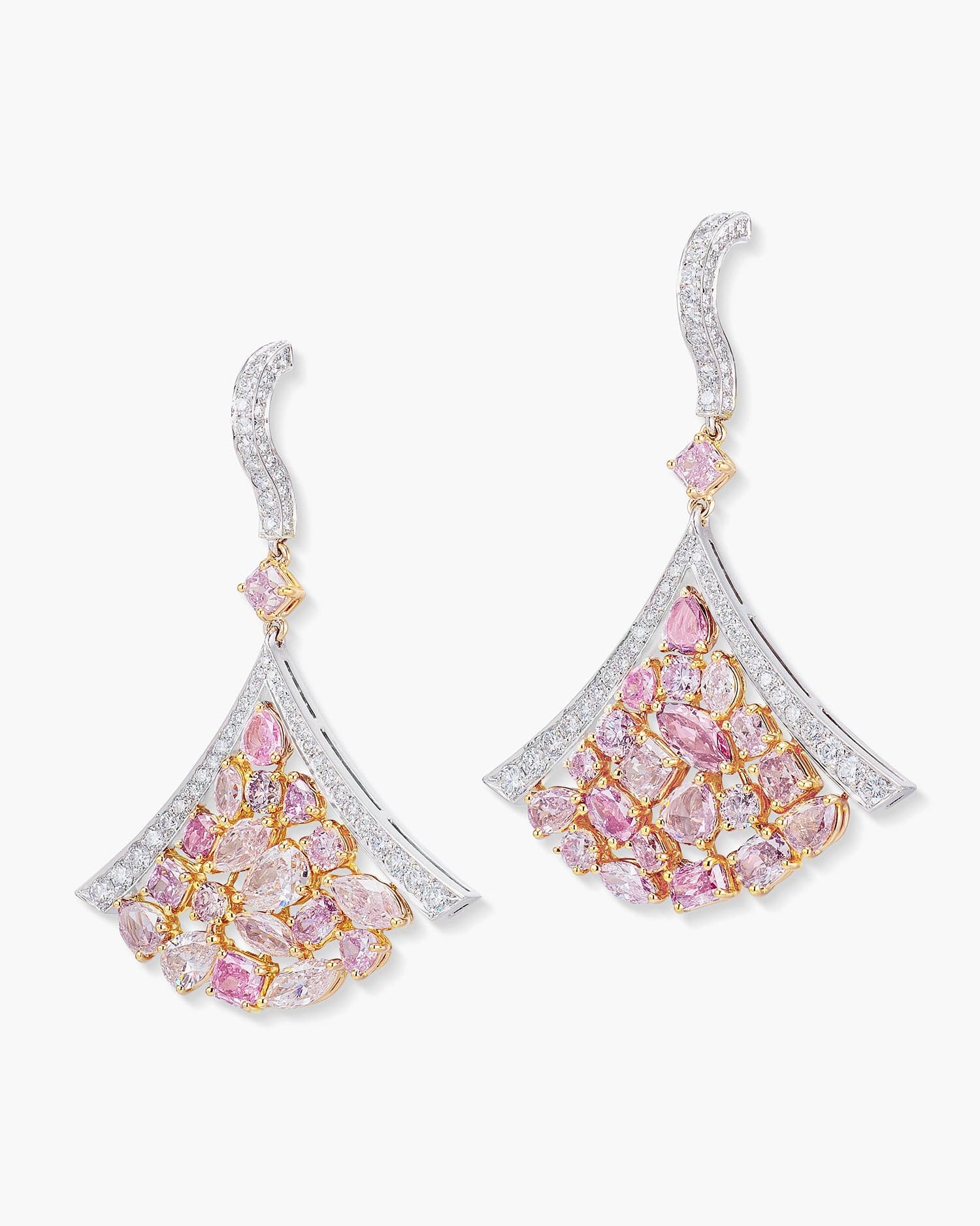 Pink and White Diamond Fan Earrings – Ronald Abram